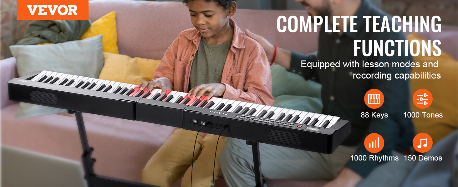 VEVOR 88 Keys Digital Piano Keyboard Semi-vægtet elektrisk bærbar i ...