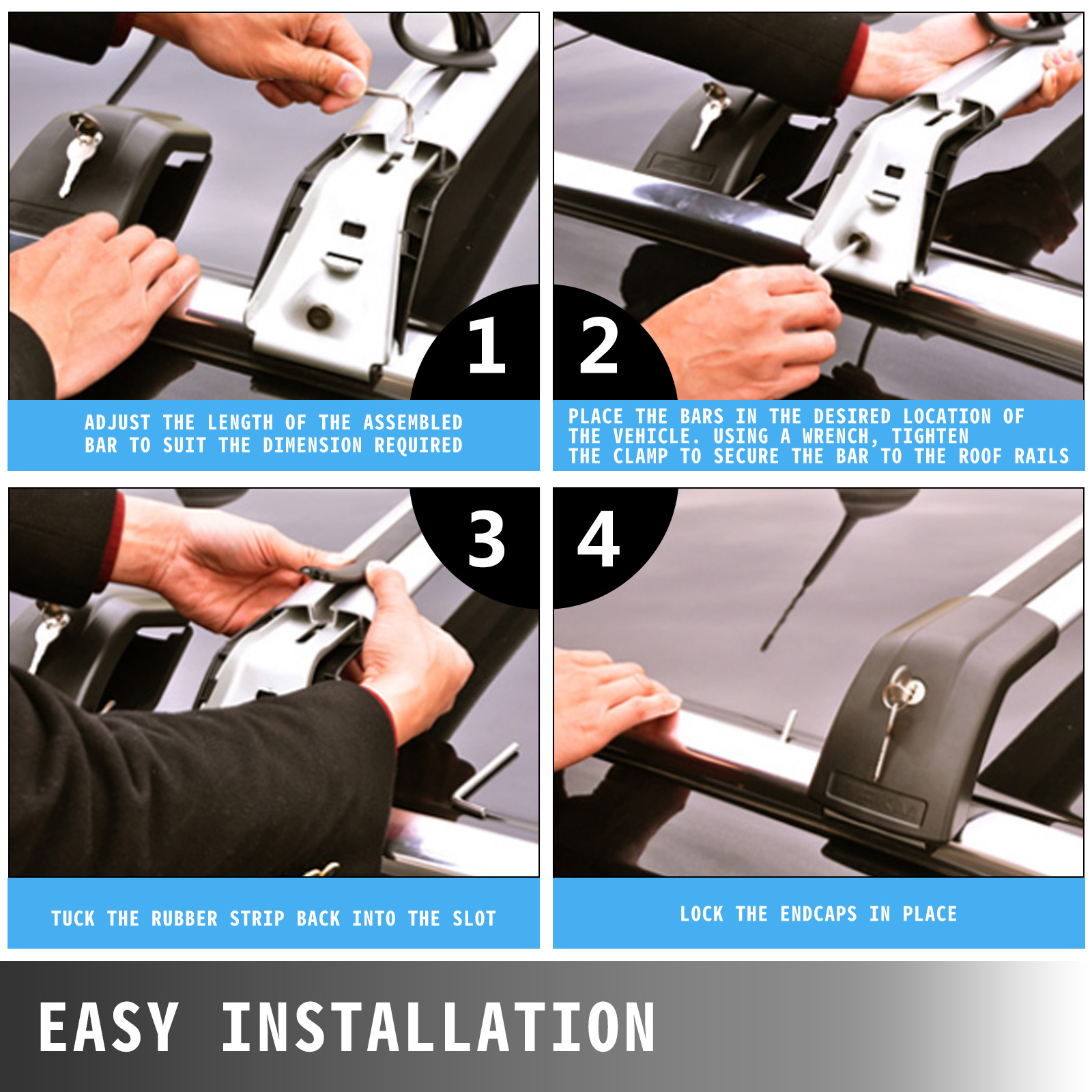 VEVOR Roof Rack Cross Bars Baggage Locking Roof Rail Crossbars Luggage ...