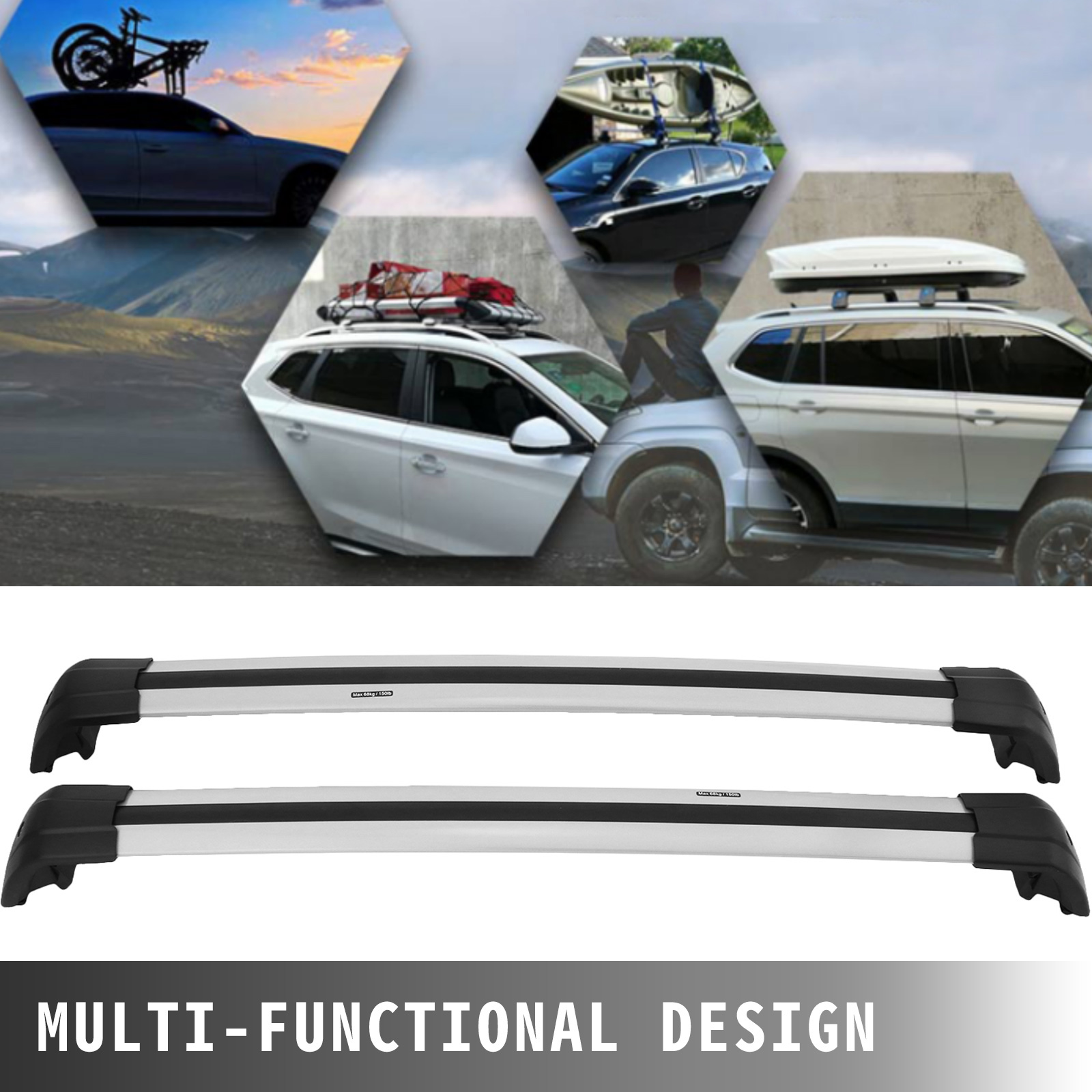 VEVOR Roof Rack Cross Bars Baggage Locking Roof Rail Crossbars Luggage ...