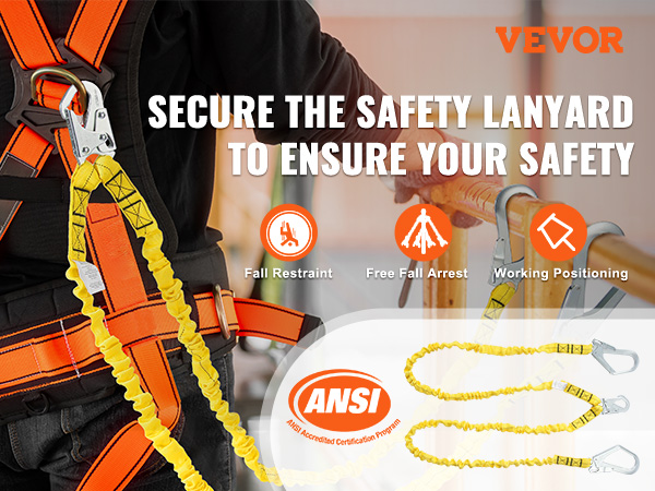 VEVOR VEVOR - Cordón de seguridad de 38 mm, 1,83 m (6 pies) con ...