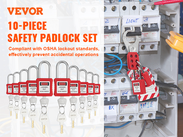 VEVOR Lockout Tagout Locks Set, 10 PCS Red Safety Lockout Padlocks ... VEVOR Lockout Tagout Locks Set, 10 PCS Red Safety Lockout Padlocks ...
