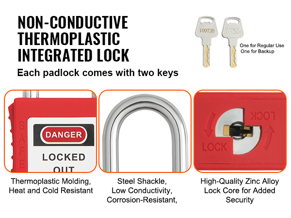 VEVOR Lockout Tagout Locks Set, 10 PCS Red Safety Lockout Padlocks ...