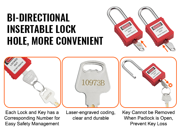 VEVOR Lockout Tagout Locks Set, 10 PCS Red Safety Lockout Padlocks ...