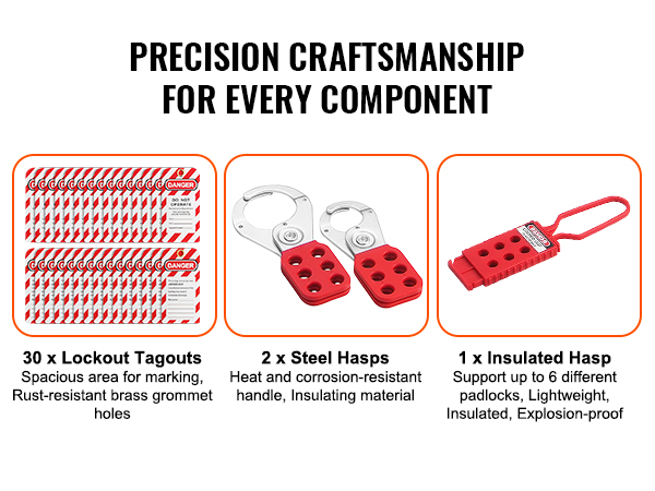 VEVOR Electrical Lockout Tagout Kit, 47 PCS Safety Loto Kit Includes ...