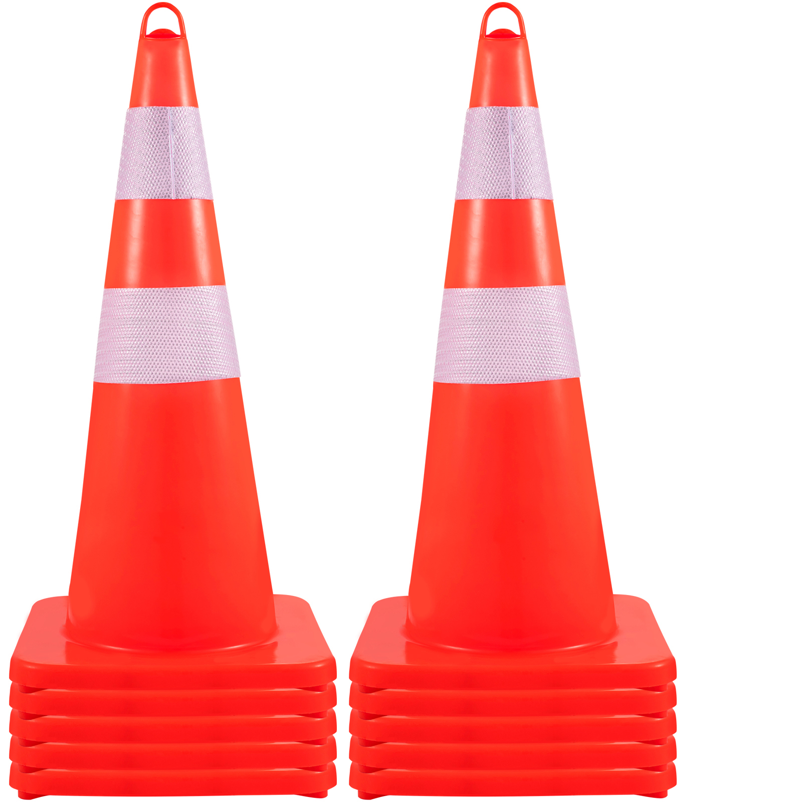 Safety Traffic Cones 18"/28"/30"/36" Reflective Collars 5-12PCS Orange ...
