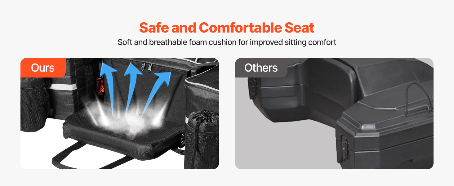 60L ATV Rear Storage Bag 600D Oxford Cloth Rear Cargo Bag with ...