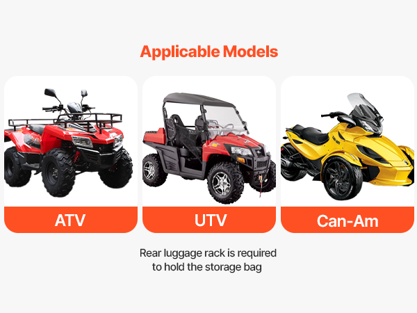 74L ATV Rear Storage Bag 600D Oxford Cloth Rear Cargo Bag with Sponge ...