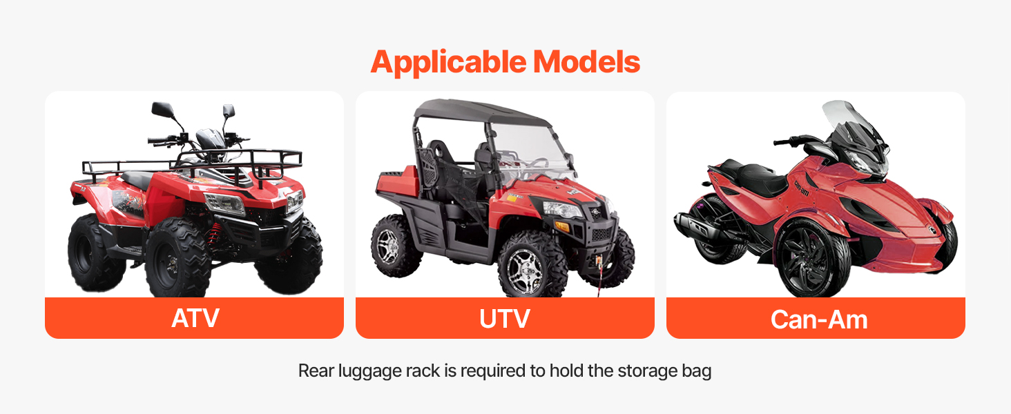 74L ATV Rear Storage Bag 600D Oxford Cloth Rear Cargo Bag with Sponge ...