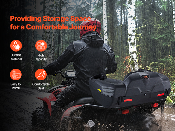 ATV Rear Storage Box Lounger 95L Waterproof ATV Cargo Box with Seat ...
