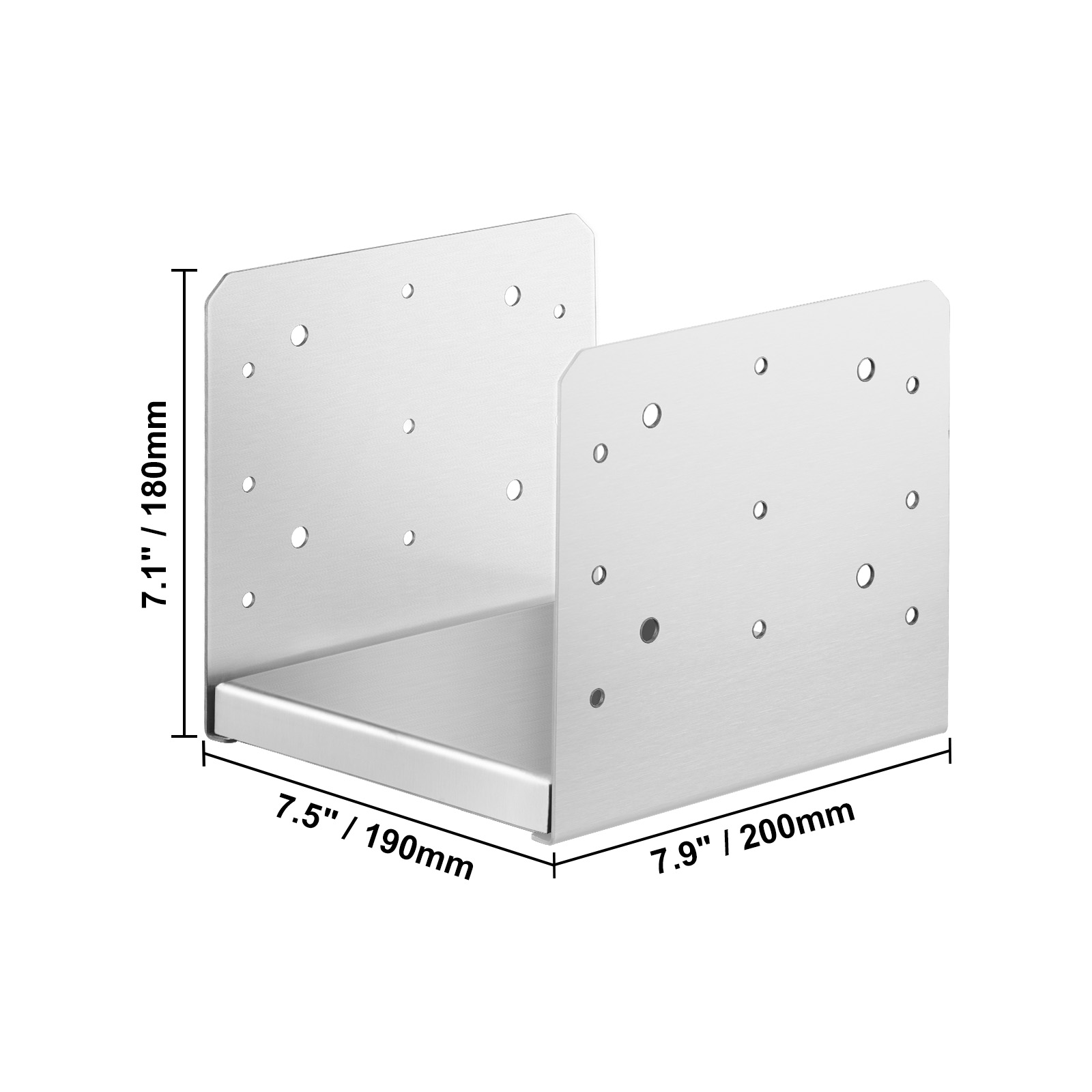 VEVOR 203.2x203.2mm Post Base, 4Pcs Stainless Steel Adjustable Post ...