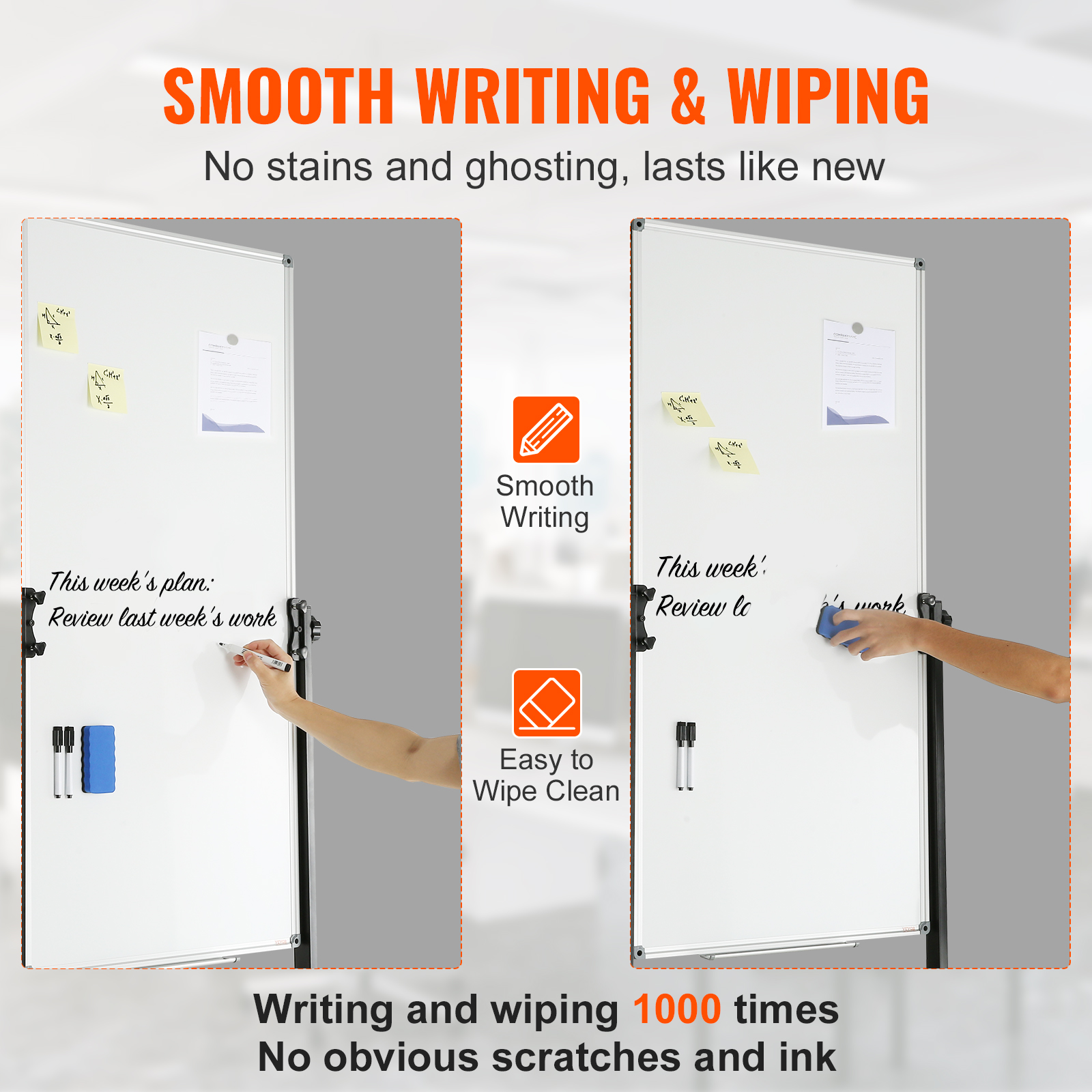 Magnetic Whiteboard Double-sided Mobile Whiteboard with Stand/Wall ...