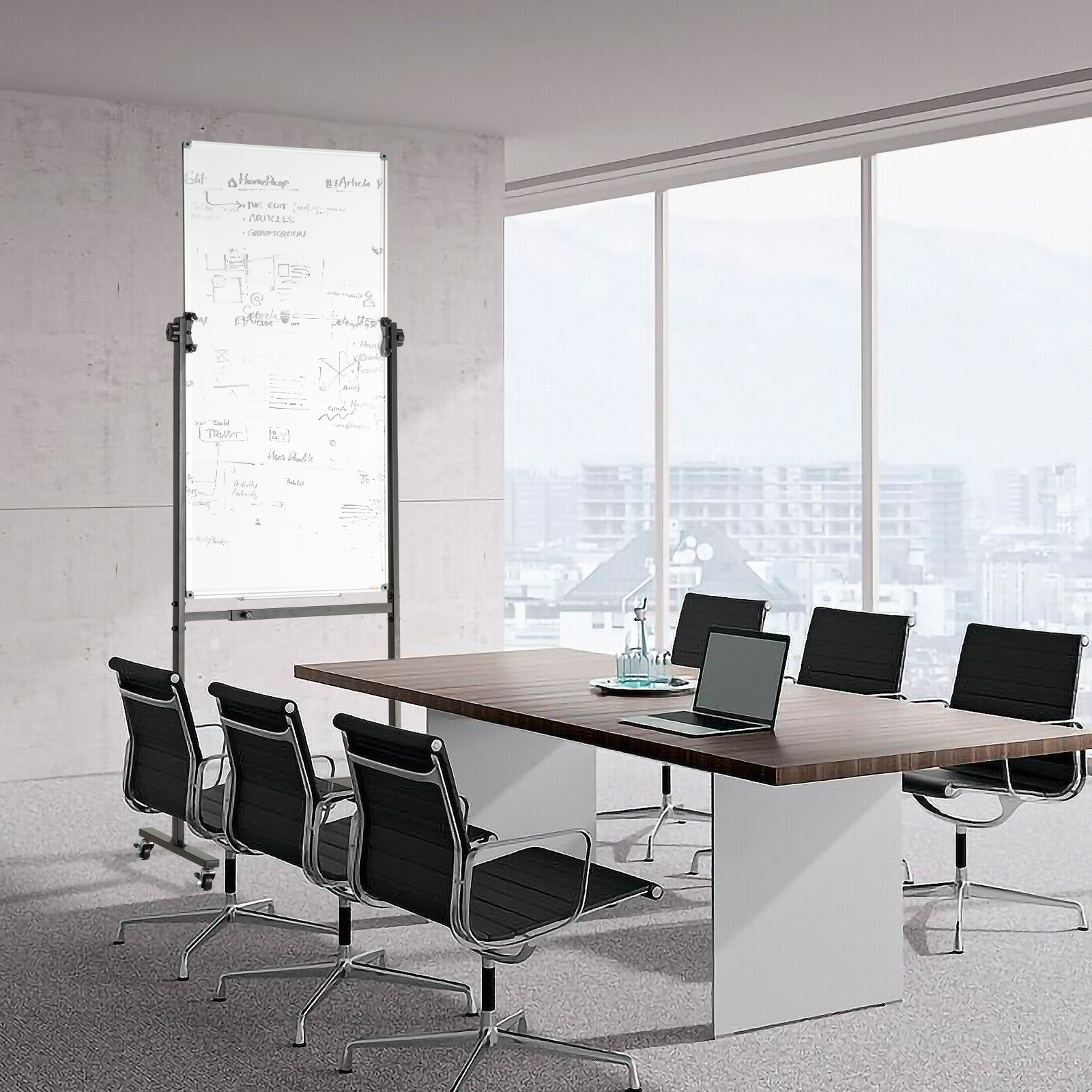 VEVOR Rolling Magnetic Whiteboard Double-sided Mobile Whiteboard 24 x ...