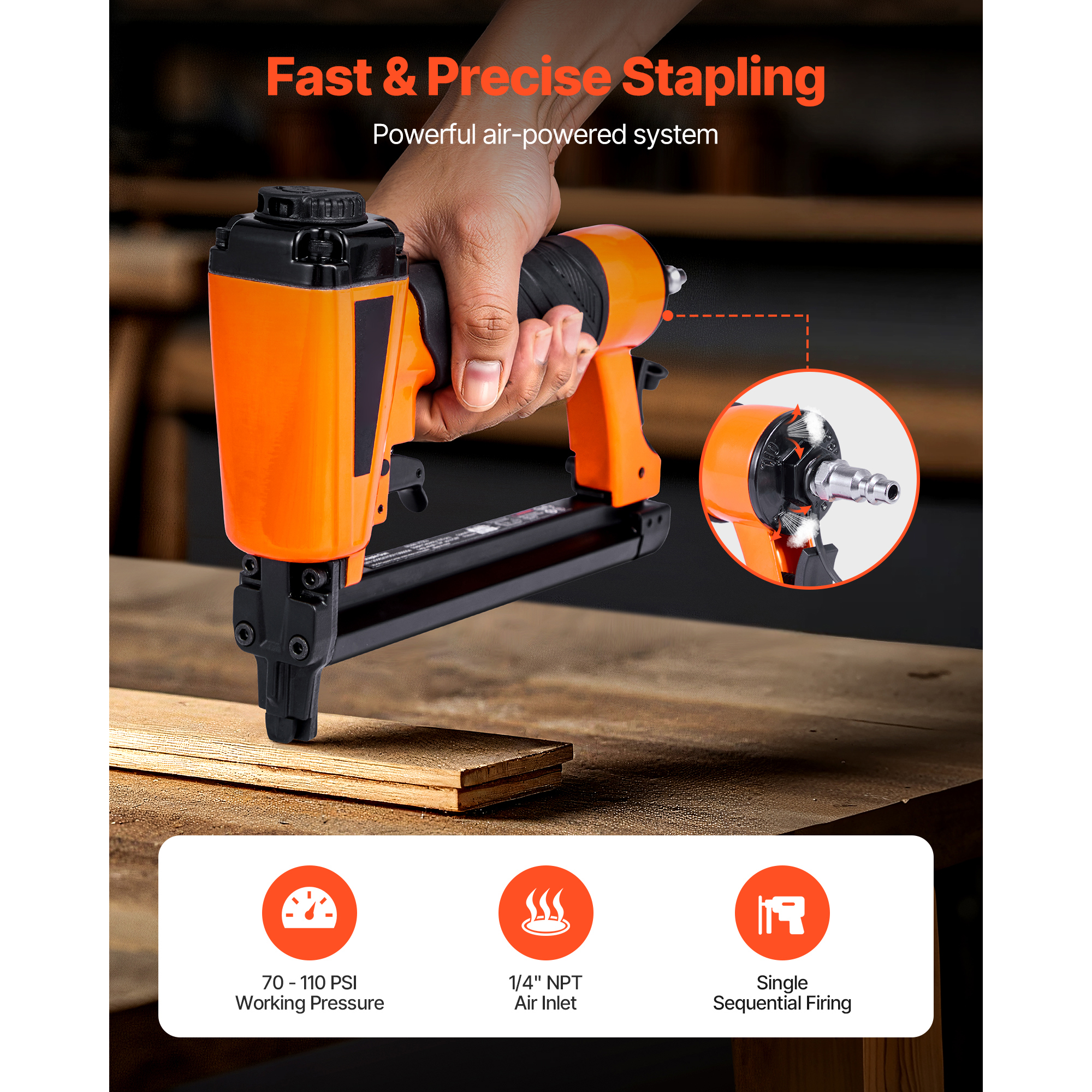Mophorn Pneumatic Staple Gun, 20-Gauge T50 Upholstery Stapler for 10 ...