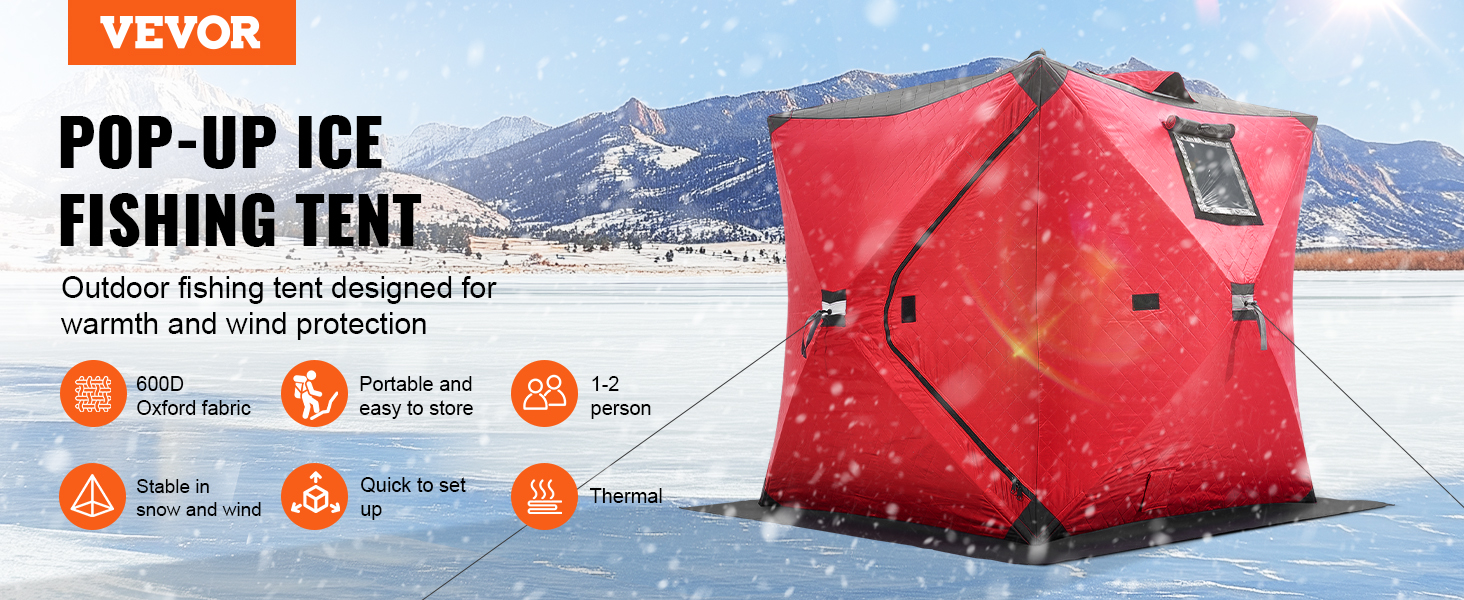 VEVOR 1-2 personer Ourdoor Transportabel Ice Shelter Pop-Up Isfiskeri ...