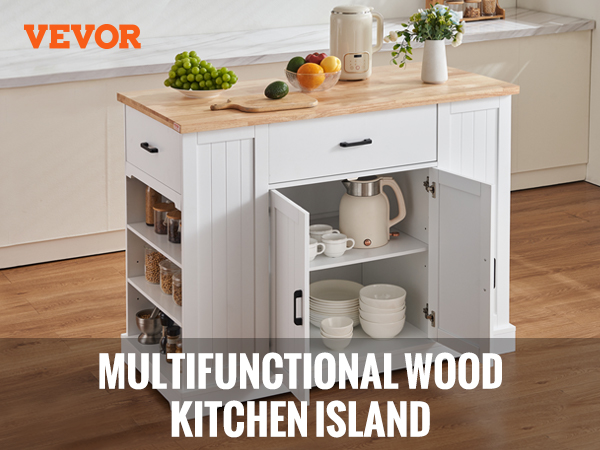 VEVOR VEVOR Carro de isla de cocina, gabinete de almacenamiento, carro ...