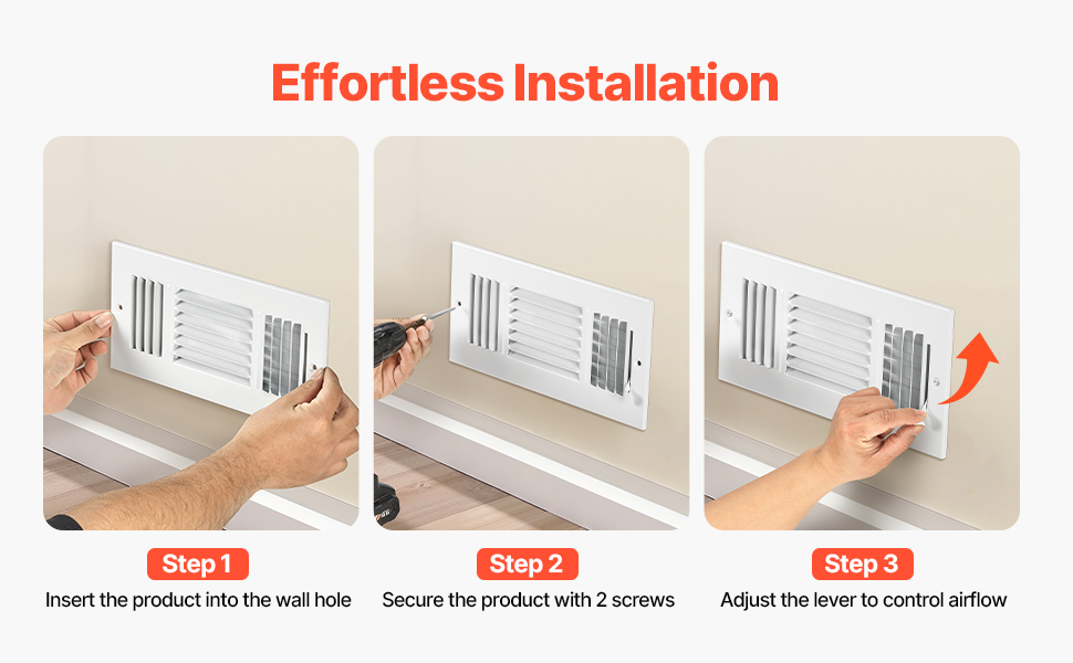 Floor Registers 3-Way 4 x 10 Inch Iron Floor Vents for HVAC Grilles 6 ...