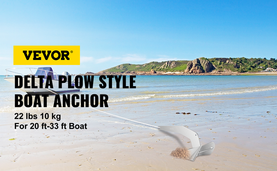 VEVOR Delta Type Boat Anchor 22 lb 10 kg Delta Anchor, Galvanized Steel ...