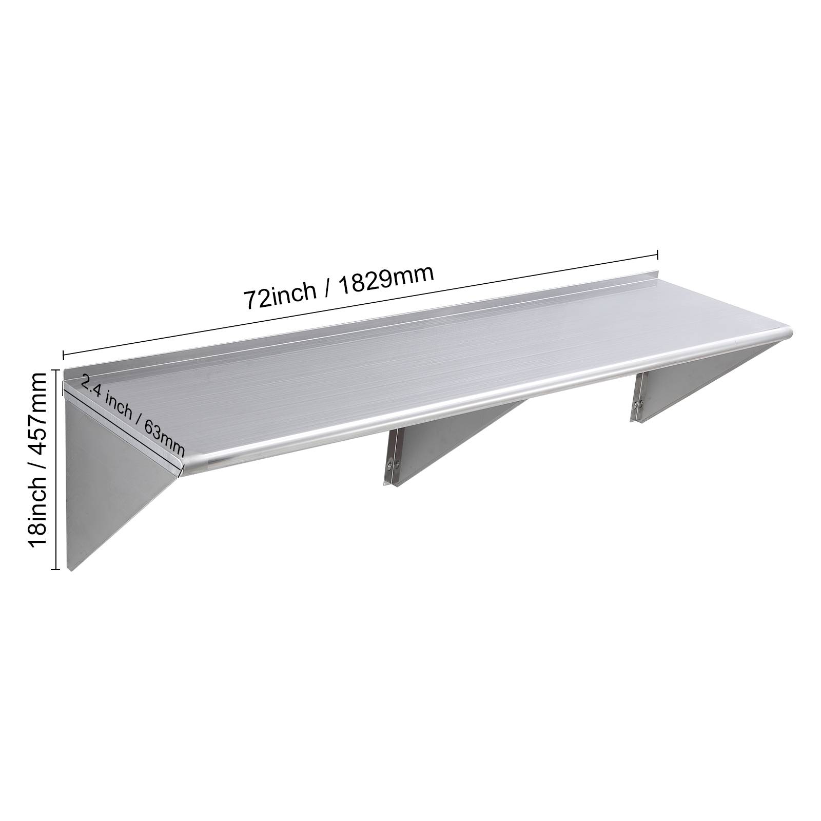 Mophorn 72" x 18" Stainless Steel Wall Mounted Shelf Kitchen Restaurant ...