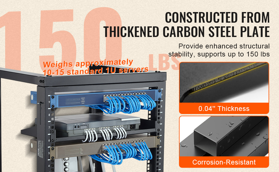 VEVOR 9U Wall Mount Rack 150 lbs/68.04 kg Open Frame Server Network ...
