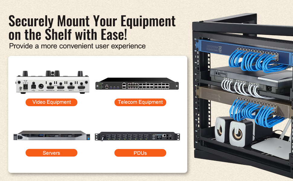 VEVOR 9U Wall Mount Rack 150 lbs/68.04 kg Open Frame Server Network ...