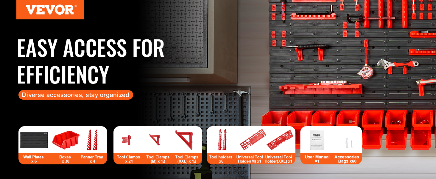 Workshop Garage Storage VEVOR Wall Mounted Storage Bins 48-Bin Parts ...