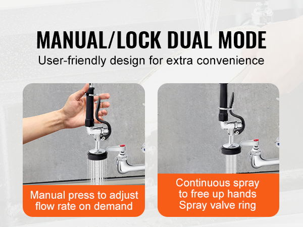 VEVOR Commercial Faucet with Pre-Rinse Sprayer, 21" Height, 8" Center ...