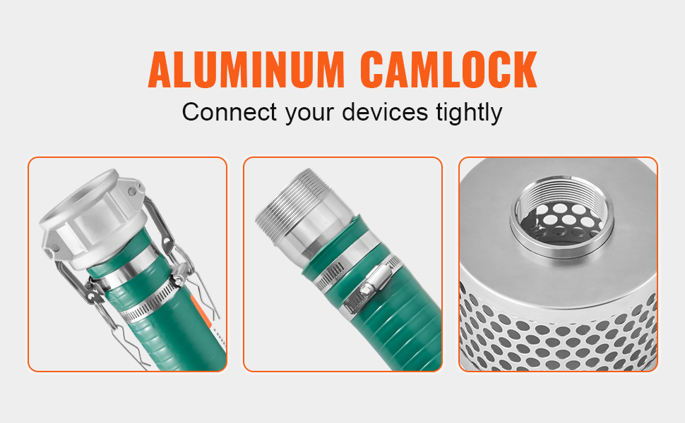 VEVOR Suction Hose Kit for Water Pump 2 in x 20 ft Green/65 ft Blue ...