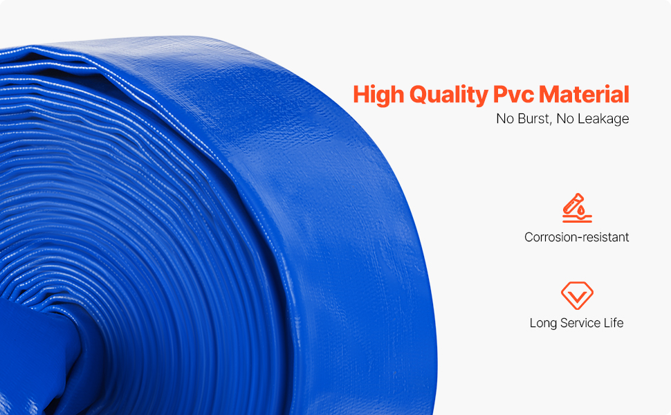 VEVOR Backwash Hose 3 in x 50 ft Blue High Quality Hose Complete ...