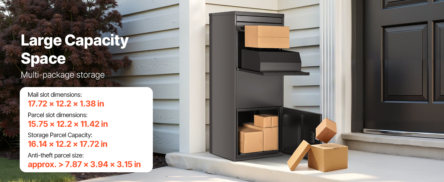 VEVOR Package Delivery Boxes for Outside, 47.2 in Mailbox for Parcel ...