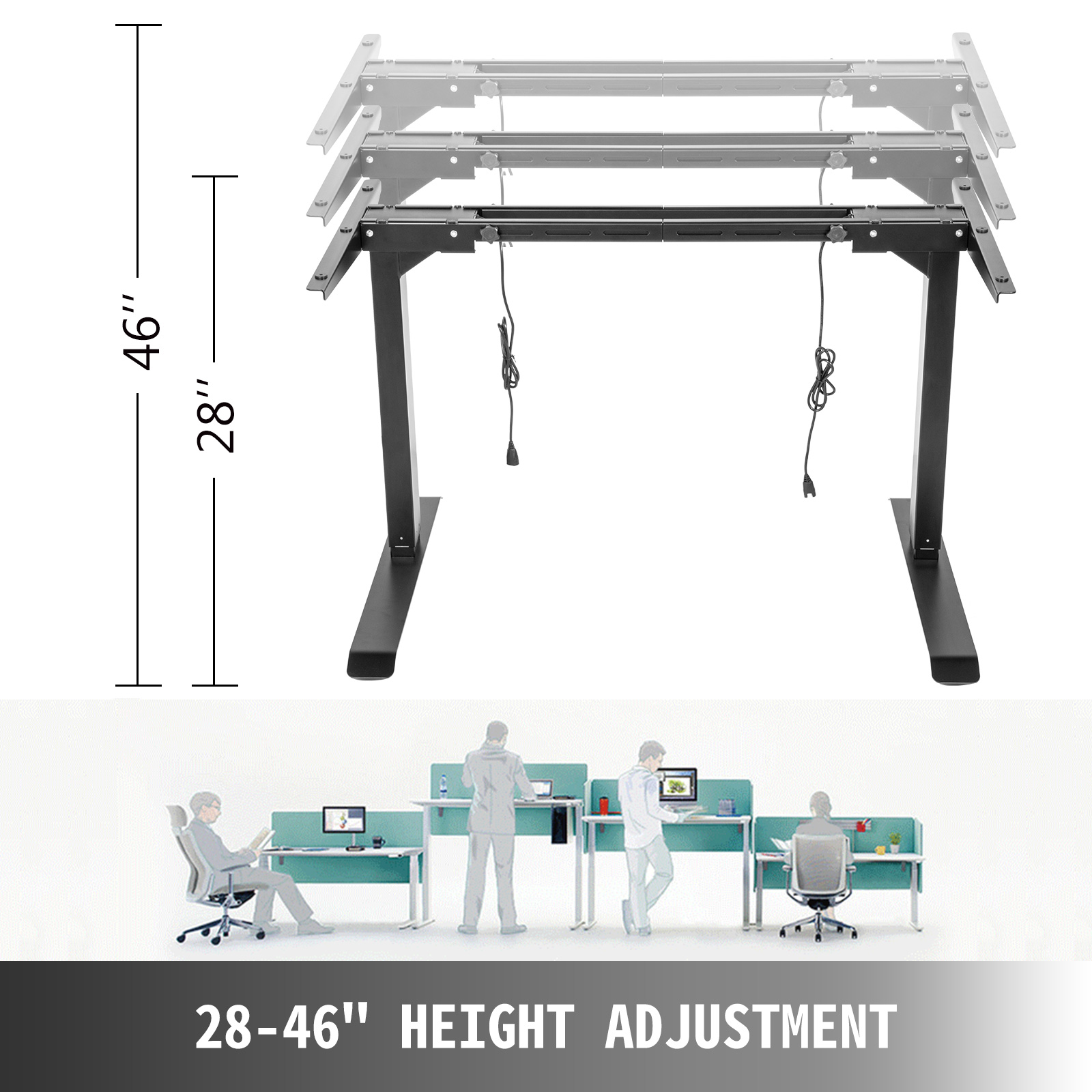 Electric Standing Desk Frame Sit Stand Desk Base Height Width ...