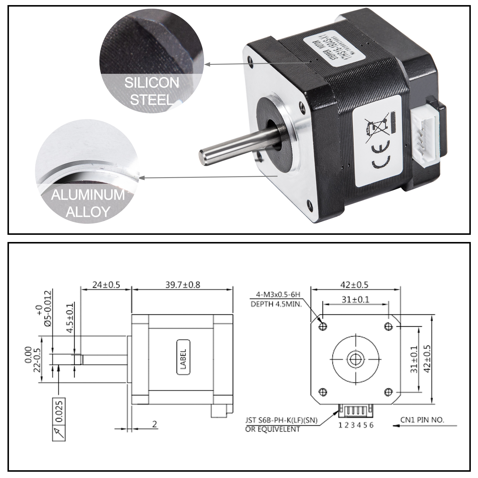 VEVOR Stepper Motor 45Ncm High Torque Stepper Motor, NEMA 17 Step Motor ...