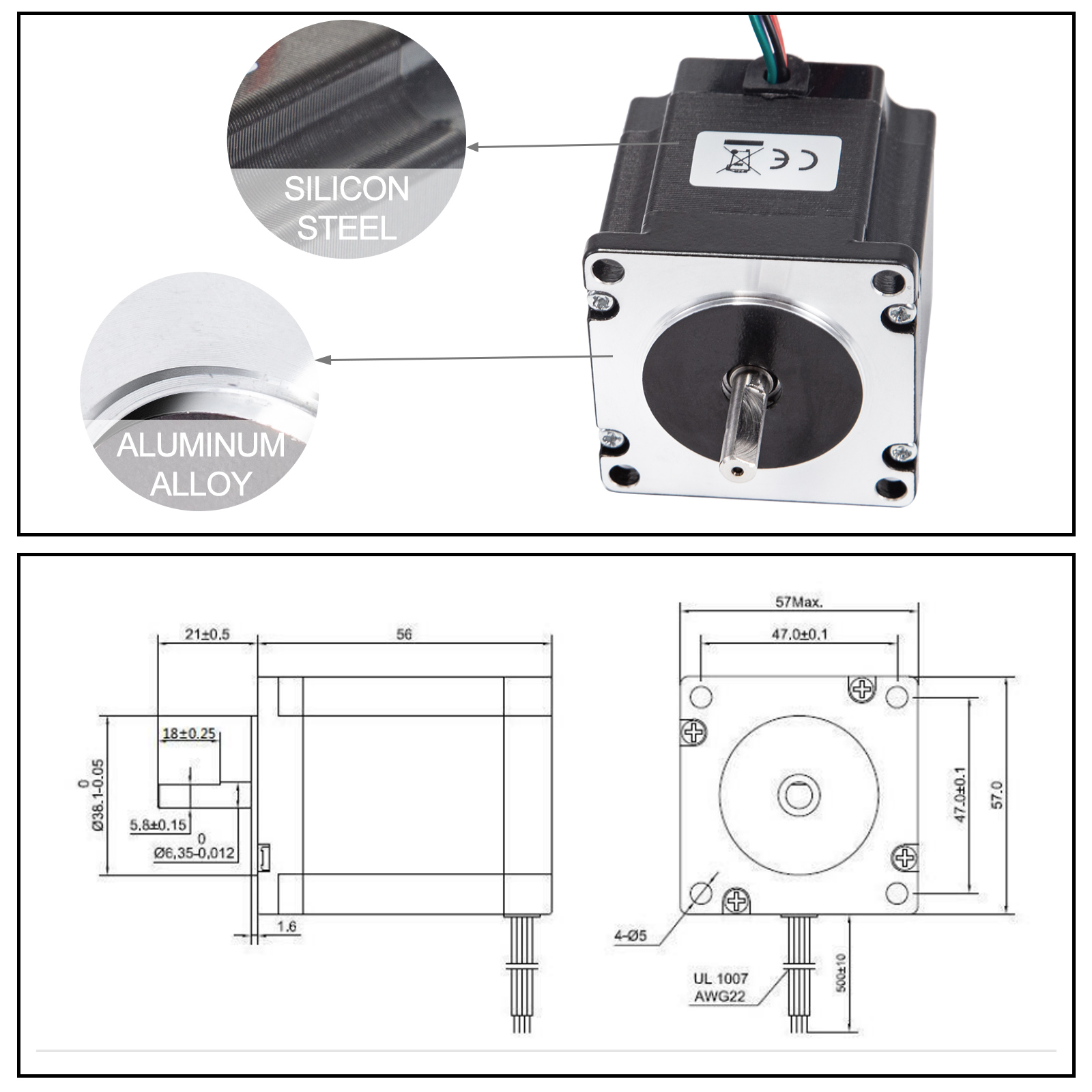 VEVOR Stepper Motor 1.26Nm High Torque Stepper Motor, NEMA 23 Step ...