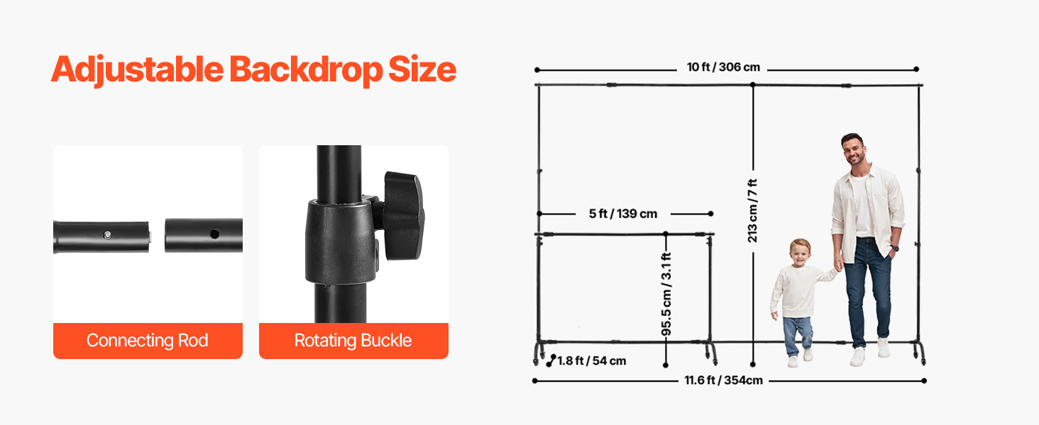 VEVOR Backdrop Stand, 7 x 10 ft Adjustable Photo Backdrop Stand Kit ...