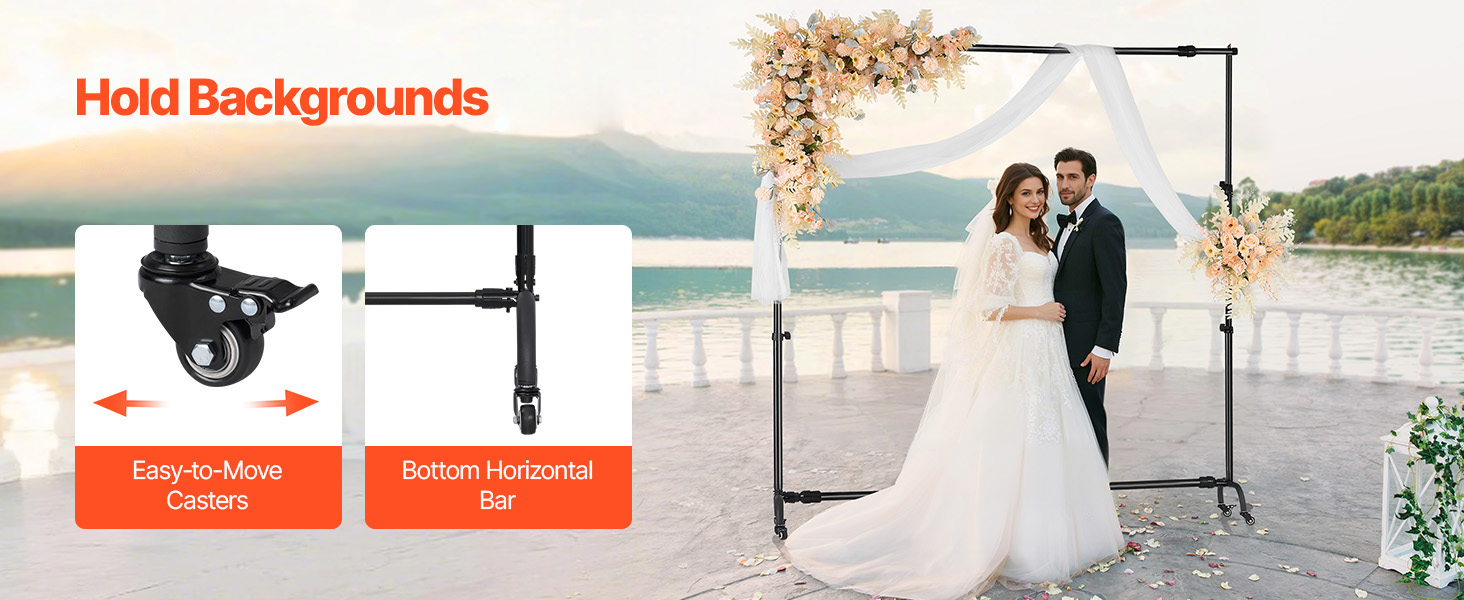 Backdrop Stand Movable Stand Kit 7 x 10 ft for Party & Photo Video ...