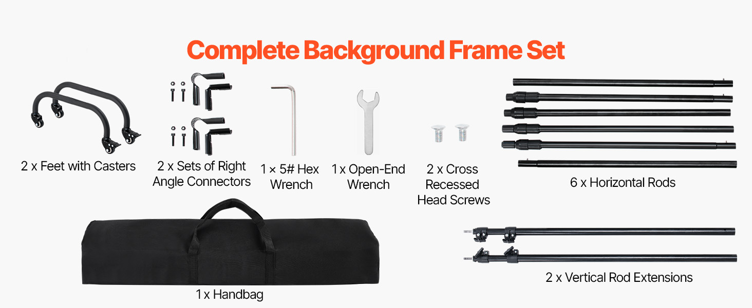 VEVOR Backdrop Stand, 7 x 10 ft Adjustable Photo Backdrop Stand Kit ...