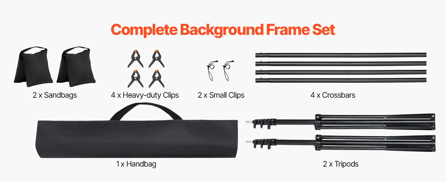 VEVOR Backdrop Stand, 10 x 10 ft Adjustable Photo Backdrop Stand Kit ...