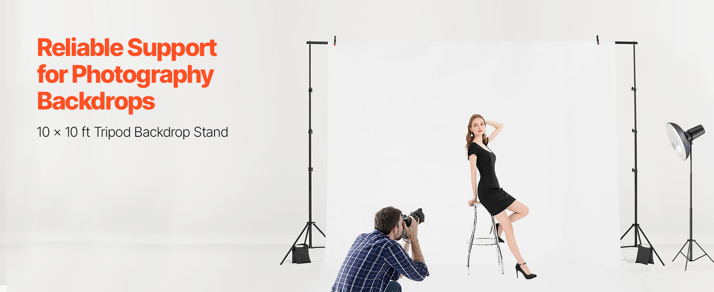 VEVOR Backdrop Stand, 10 x 10 ft Adjustable Photo Backdrop Stand Kit ...