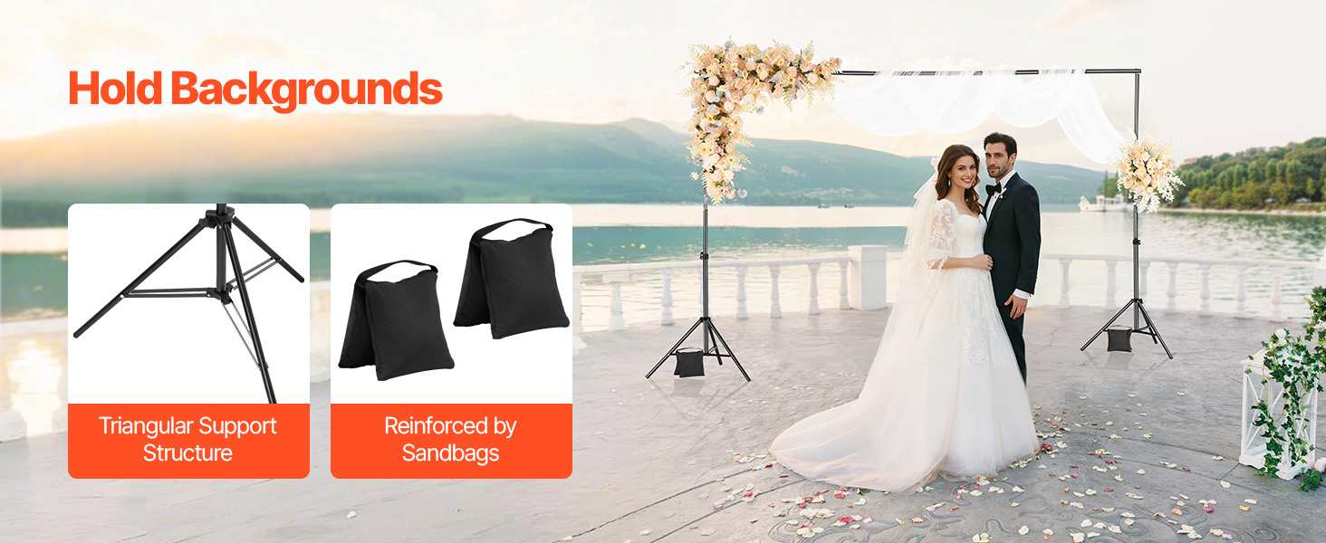 VEVOR Backdrop Stand Background Stand Kit 6.5 x 10 ft for Party & Photo ...