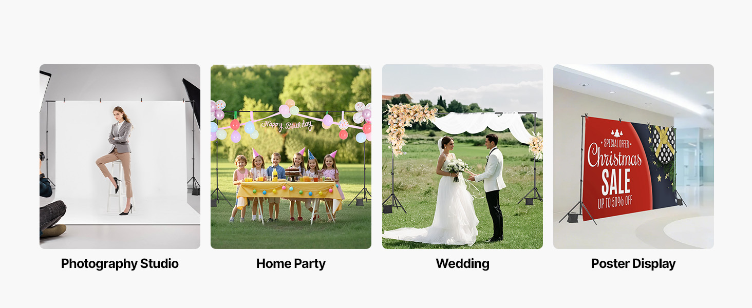 VEVOR Backdrop Stand, 6.5 x 10 ft Adjustable Photo Backdrop Stand Kit ...