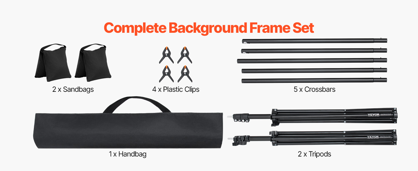 VEVOR Backdrop Stand, 6.5 x 10 ft Adjustable Photo Backdrop Stand Kit ...