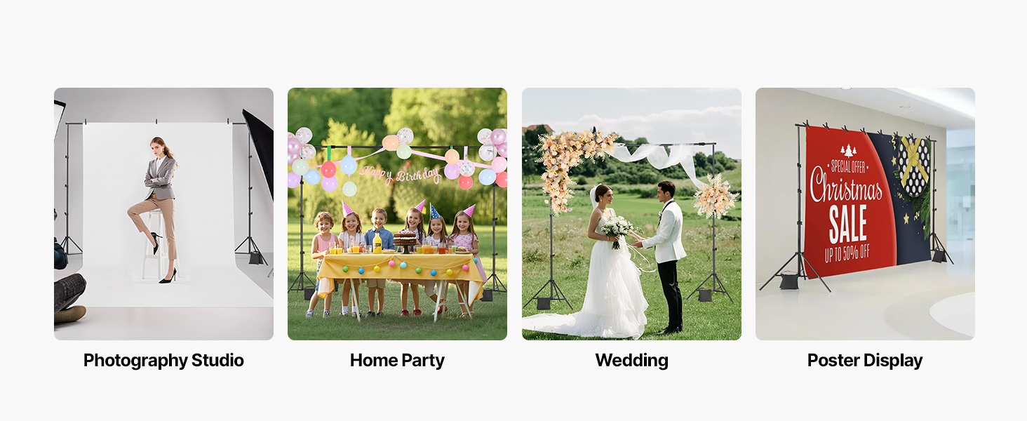 VEVOR Backdrop Stand, 7 x 10 ft Adjustable Photo Backdrop Stand Kit ...