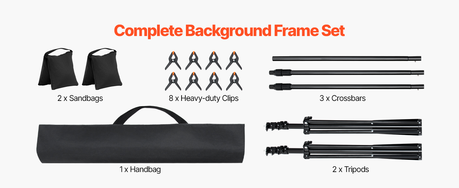 VEVOR Backdrop Stand, 7 x 10 ft Adjustable Photo Backdrop Stand Kit ...