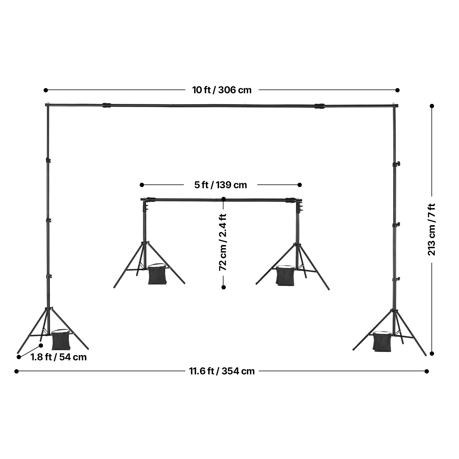 VEVOR Backdrop Stand, 7 x 10 ft Adjustable Photo Backdrop Stand Kit ...