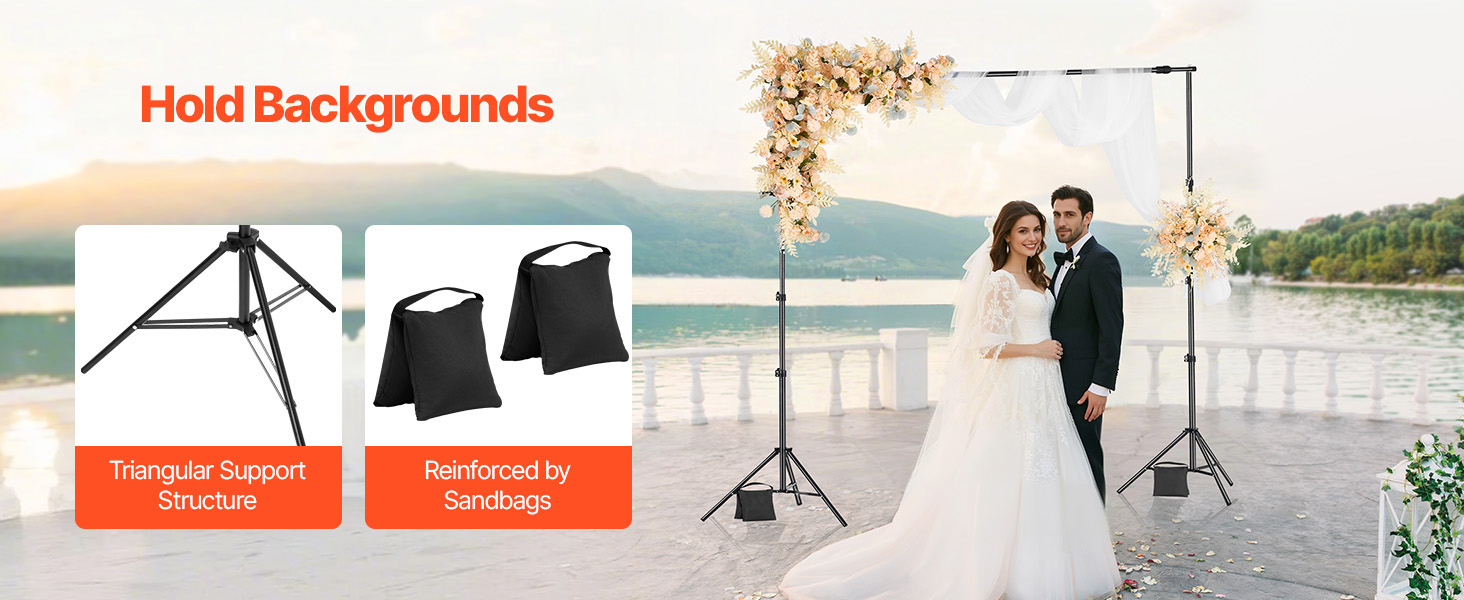 Backdrop Stand Background Stand Kit with 2 Tripod for Party & Photo ...