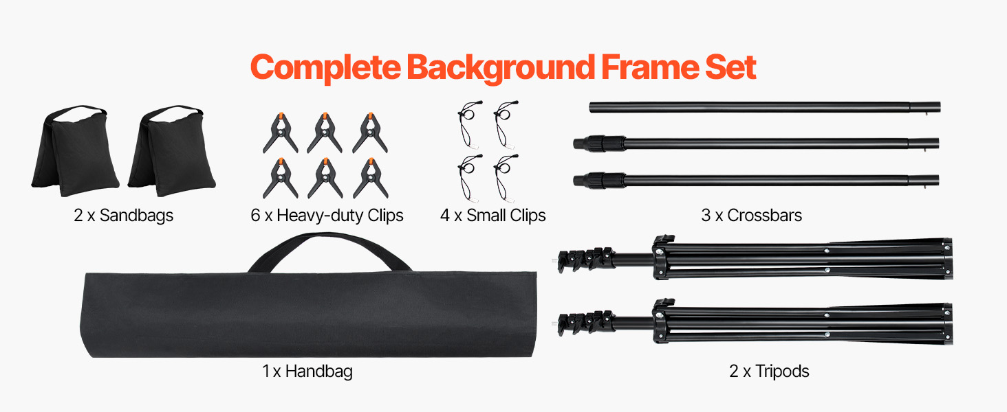 VEVOR Backdrop Stand, 8.5 x 10 ft Adjustable Photo Backdrop Stand Kit ...