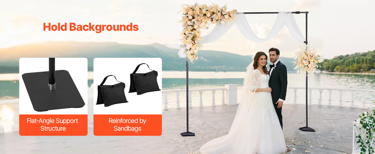 VEVOR Backdrop Stand, 8.5 x 10 ft Adjustable Photo Backdrop Stand Kit ...