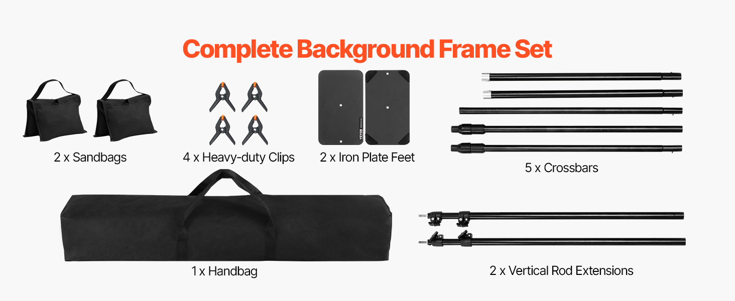 VEVOR Backdrop Stand, 8.5 x 10 ft Adjustable Photo Backdrop Stand Kit ...