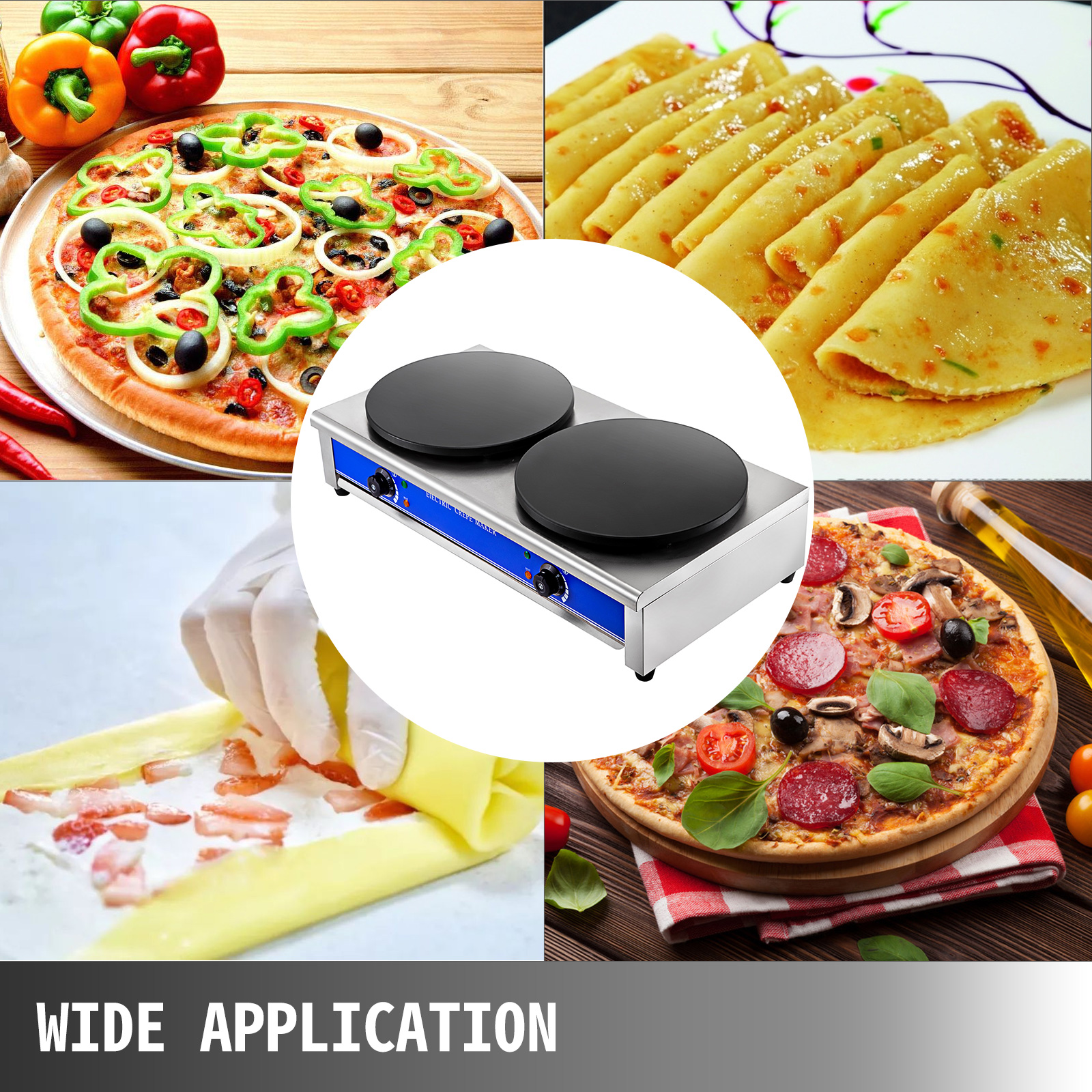 Electric Crepe Maker 2 Heads Breakfast Cooker Making Dessert Grill ...