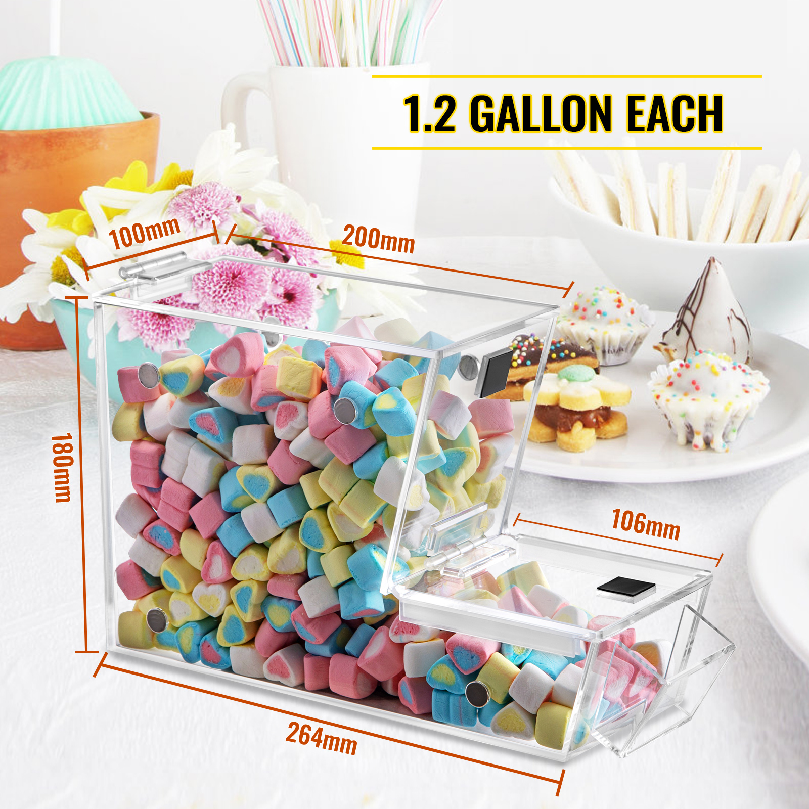VEVOR Stackable Candy Topping Dispenser, 11" x 4" x 7" Acrylic Candy ...