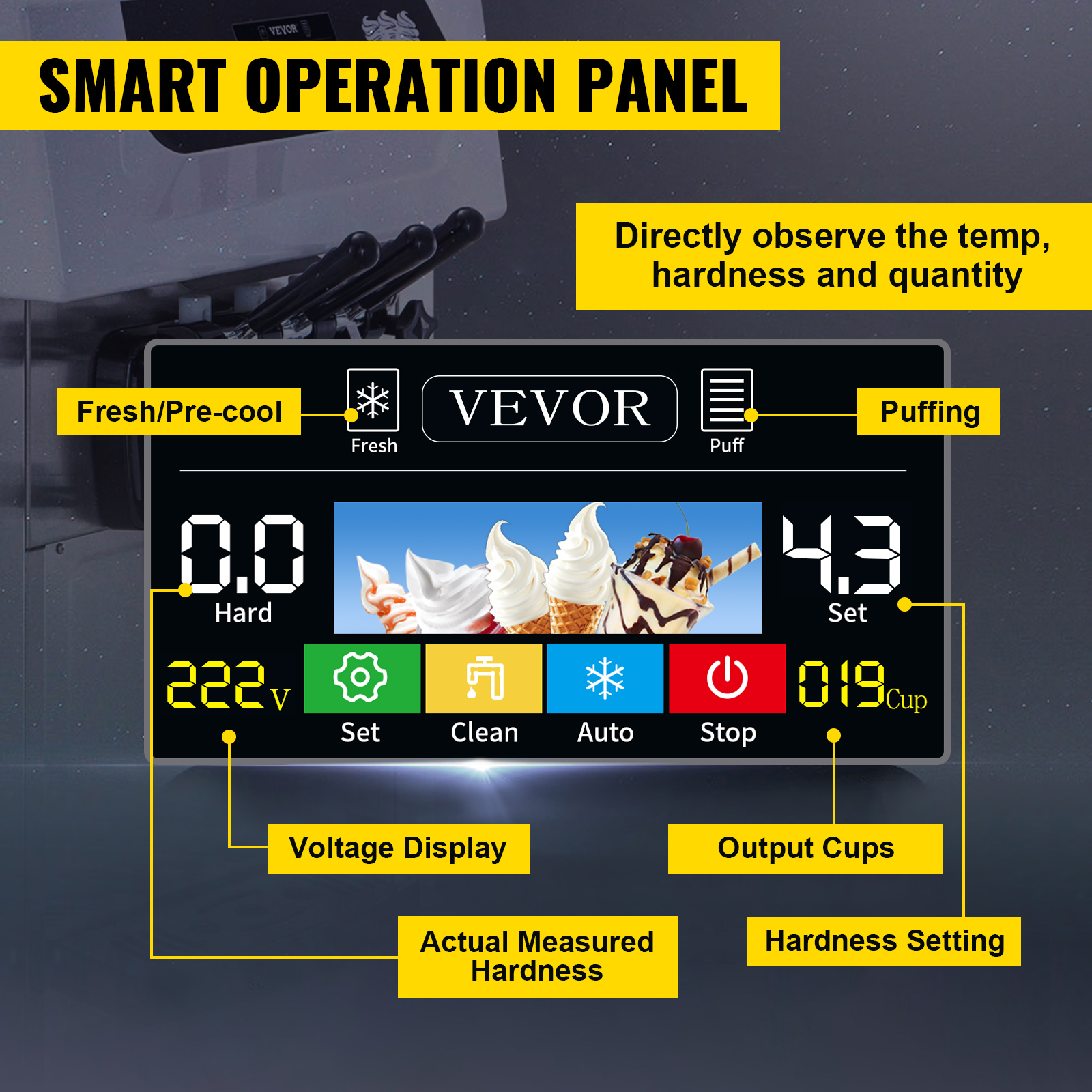 VEVOR Commercial Soft Ice Cream Machine, 3 Flavors Ice Cream Machine w ...